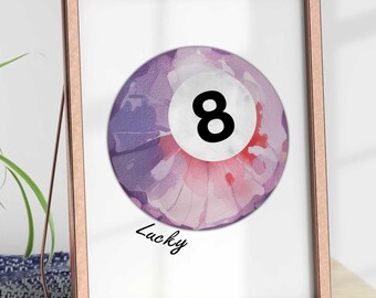 Purple 8 Ball Pool Digital Print | Instant Download - Etsy