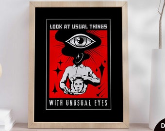 Red Wall Art, Newspaper Trendy Wall Art, Hippie Print, Vintage Poster ...