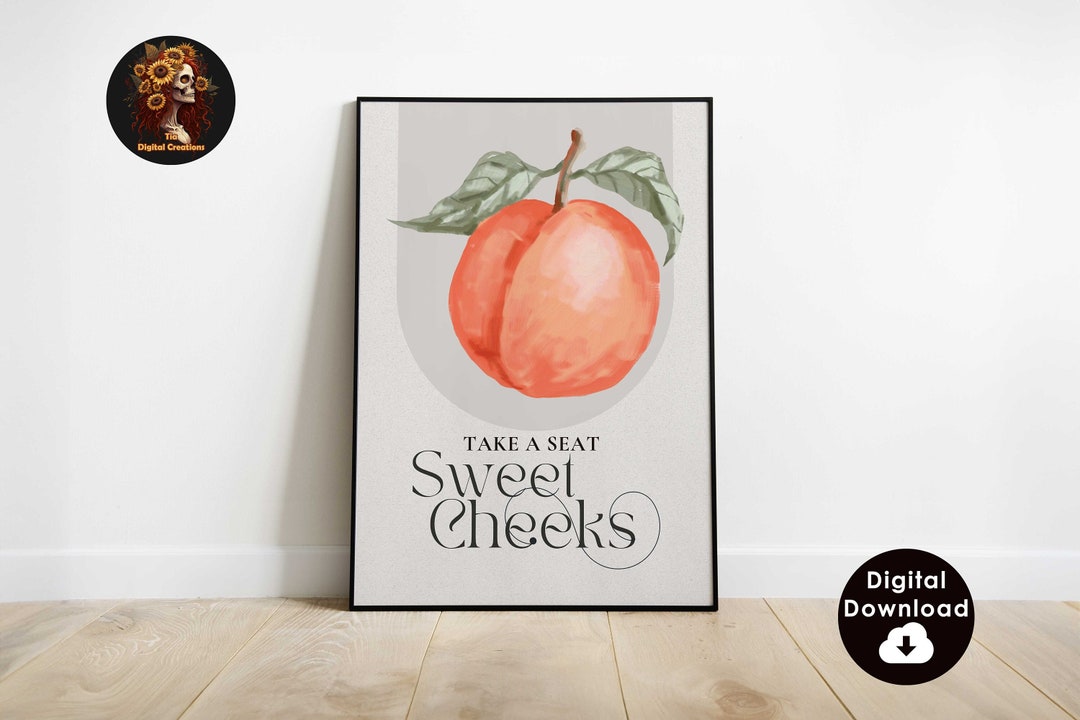 Take a Seat Sweet Cheeks Poster Funny Toilet Printable Poster Retro ...