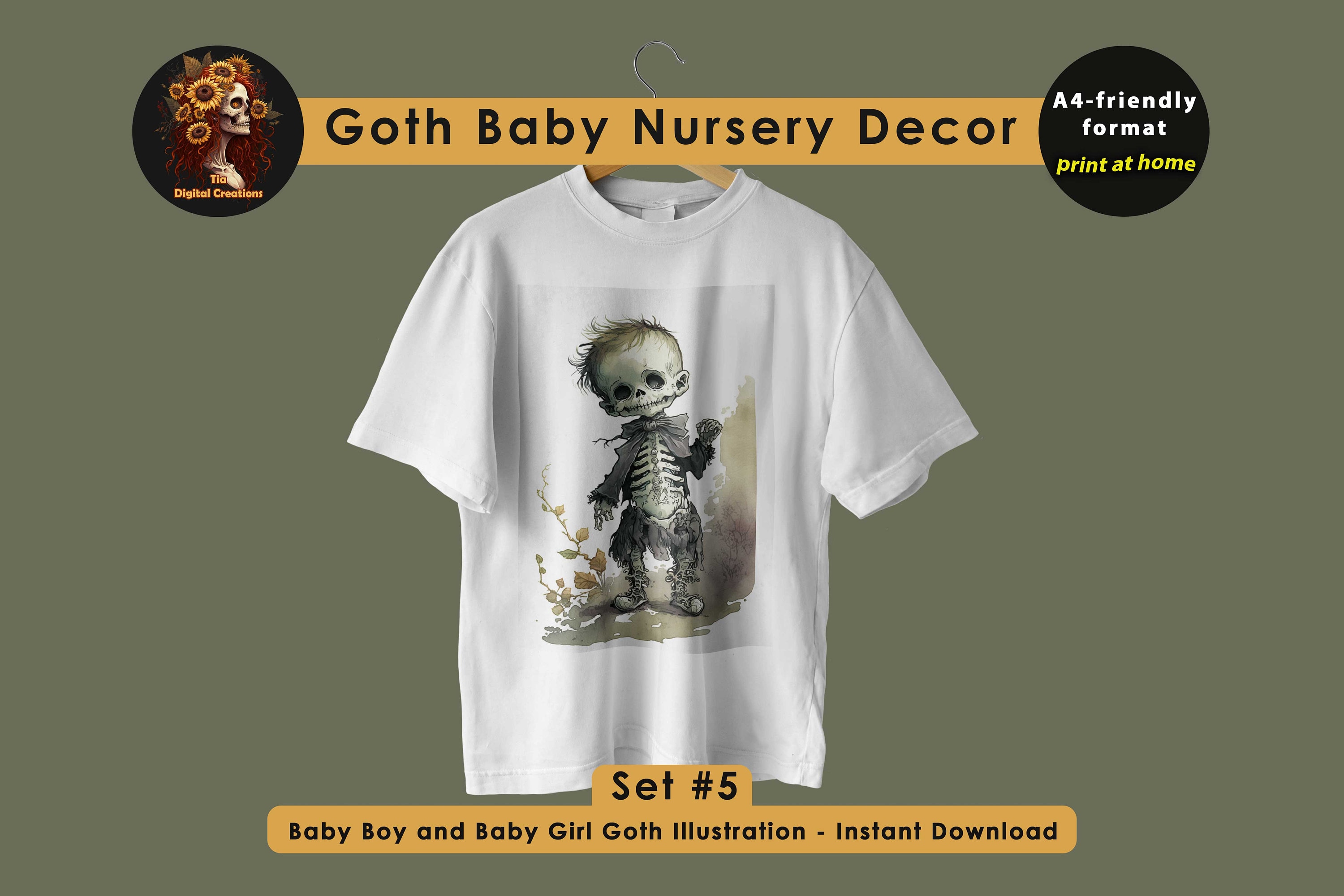 Gothic Nursery Decor. Baby Boy and Baby Girl Goth Illustration - Etsy