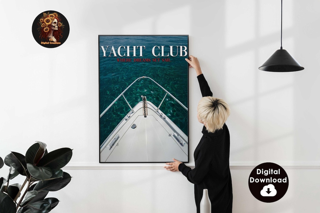 Luxury Yacht Poster, Photography Prints Luxurious Boat Print Sailing in ...
