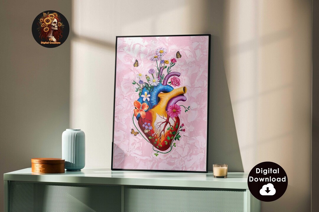 Mexico Wall Art Mexican Blooming Heart Corazon Mexicano Milagritos Oil ...