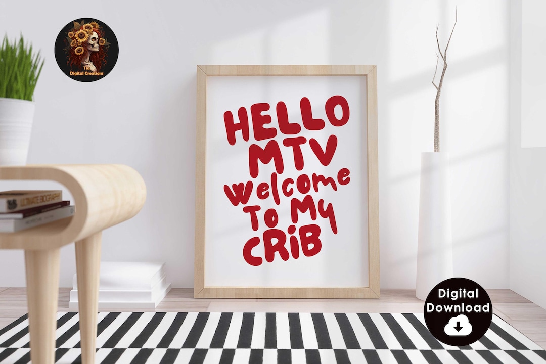 Hello MTV Welcome to My Crib MTV Cherry Red Wall Art Nostalgia Print ...
