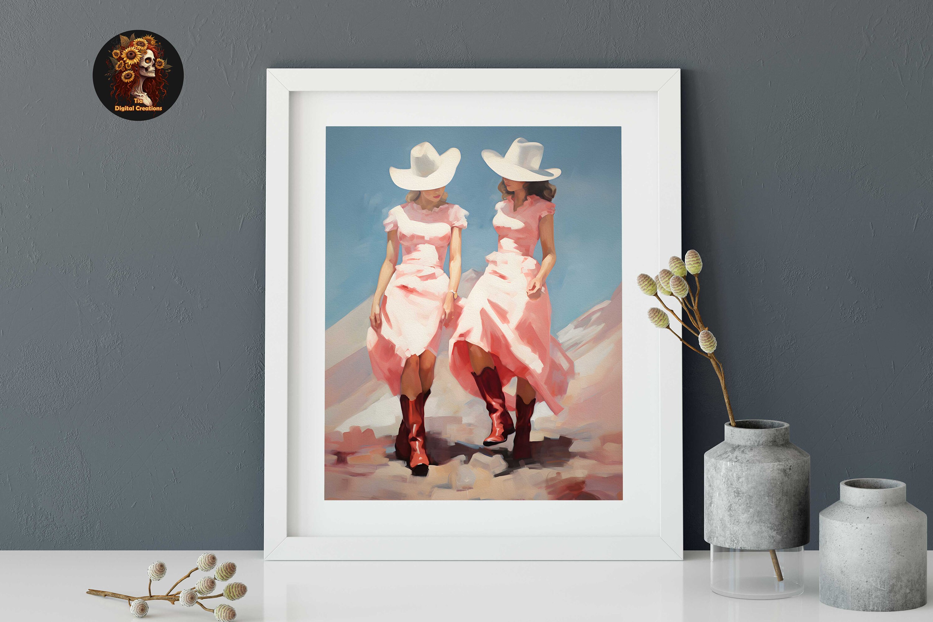 Vintage Cowgirl Wall Art: Retro Western Poster. Coastal Cowgirl Boot ...