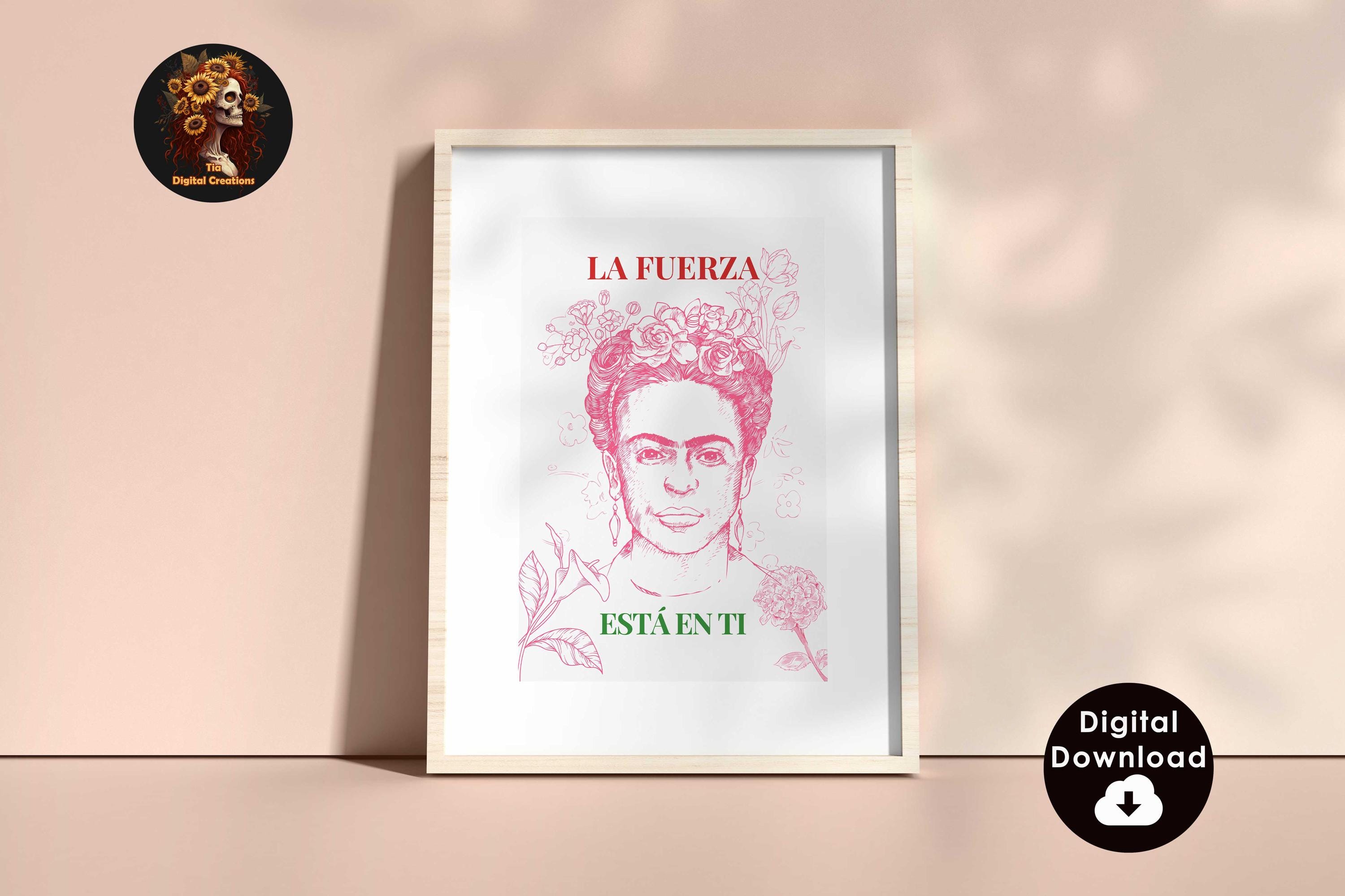 Frida Kahlo Self Portrait Feminist Wall Art Girl Power Pink Boho Home ...