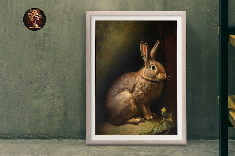 Moody Vintage Antique Rabbit Print, Digital Download, Easter Art ...