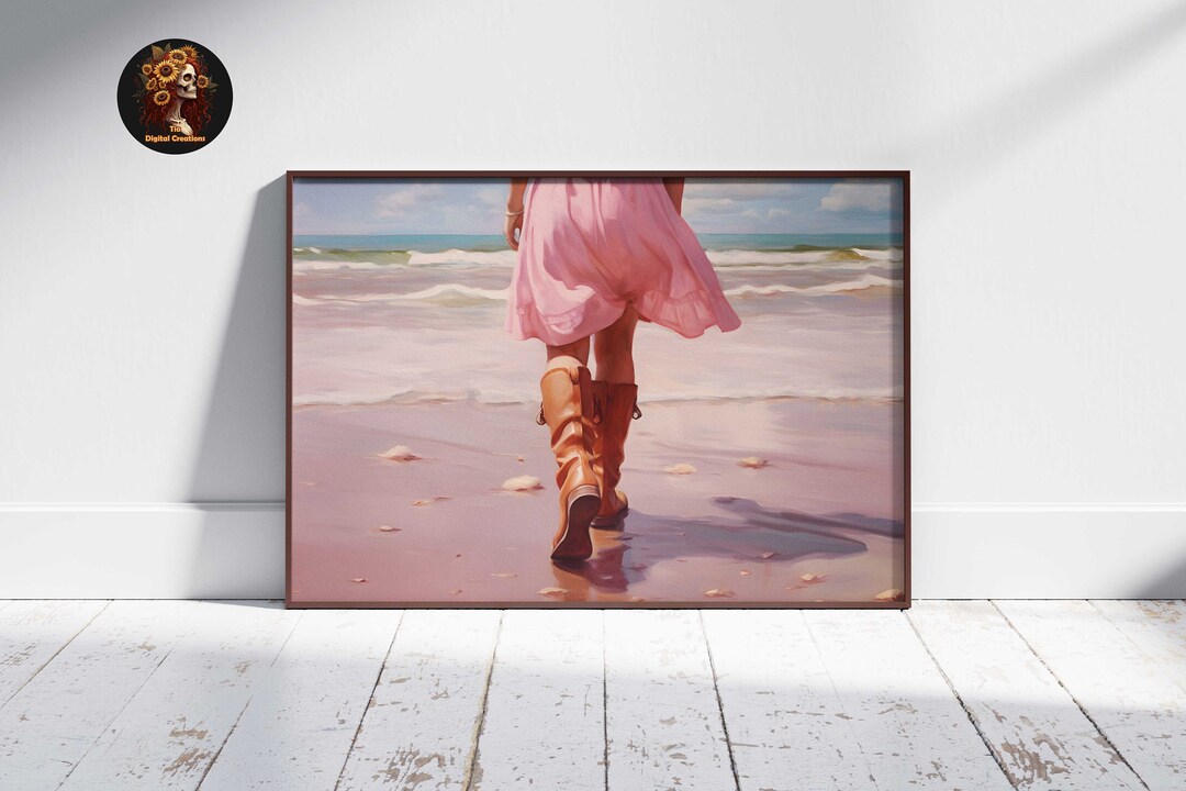 Pink & Preppy Cowgirl Boots Art Print | Girly Trendy Wall Art | Cowgirl ...