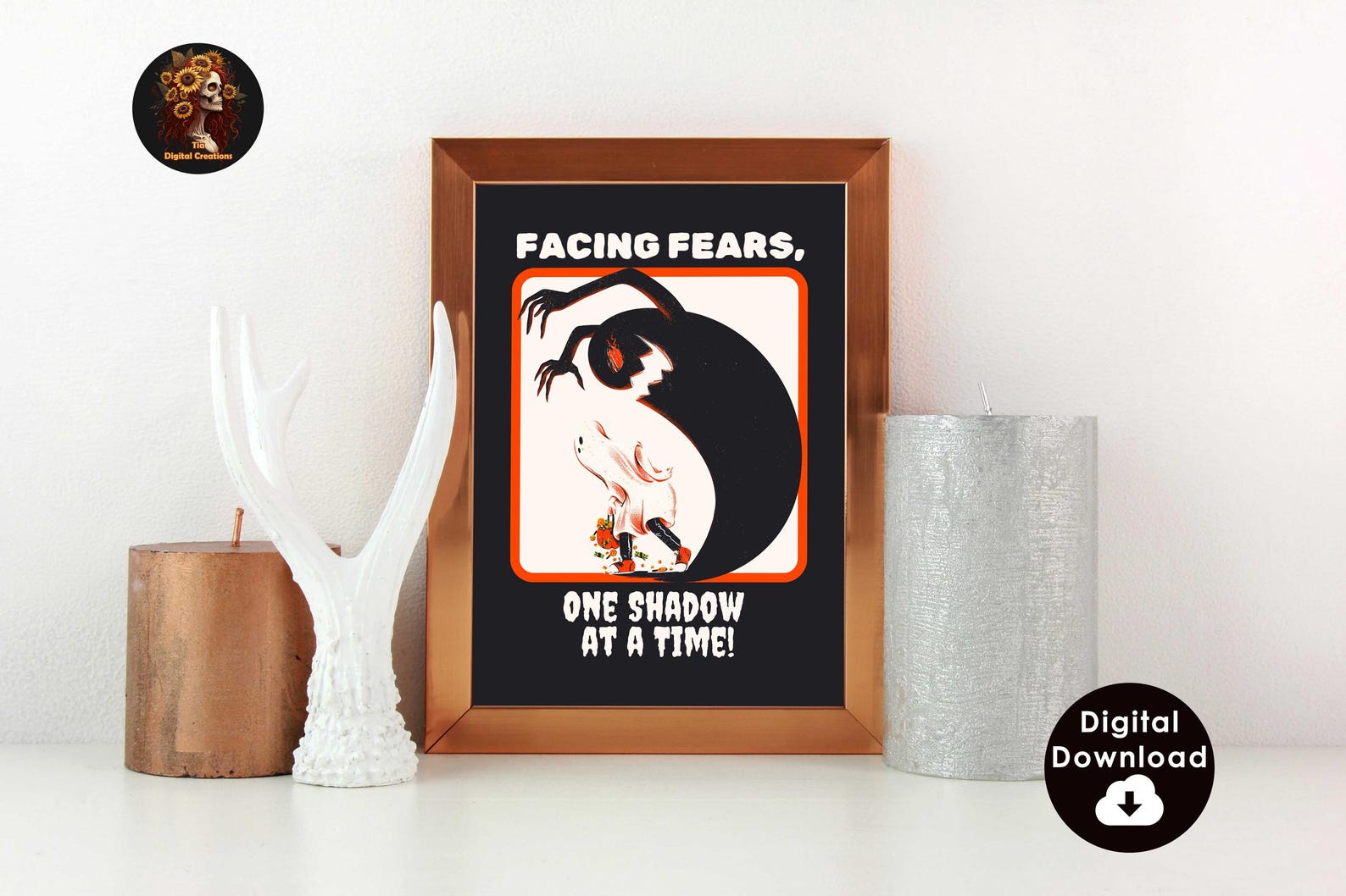 Ghost Painting PRINTABLE Art Print, Halloween Home Decor Abstract Cute ...