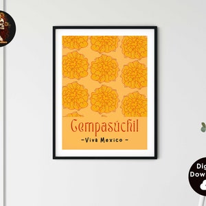 Folk Art Flower Print Mexican Wall Art Boho Prints Bedroom Living Room ...