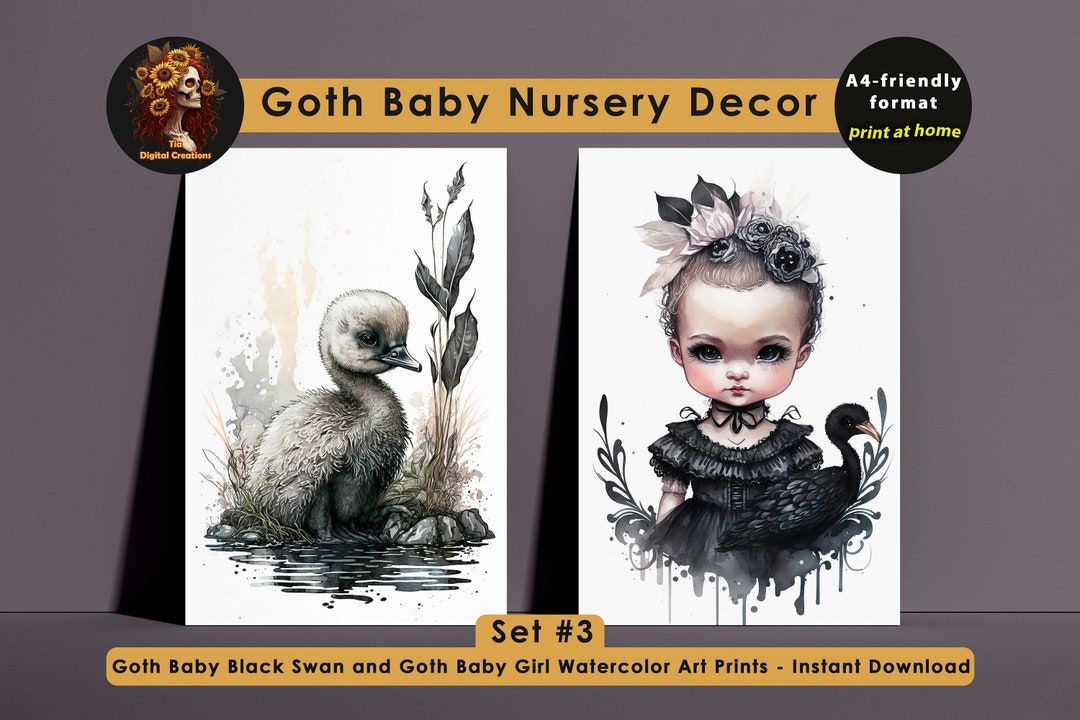 Goth Baby Nursery Decor Goth Baby Black Swan and Goth Baby Girl ...