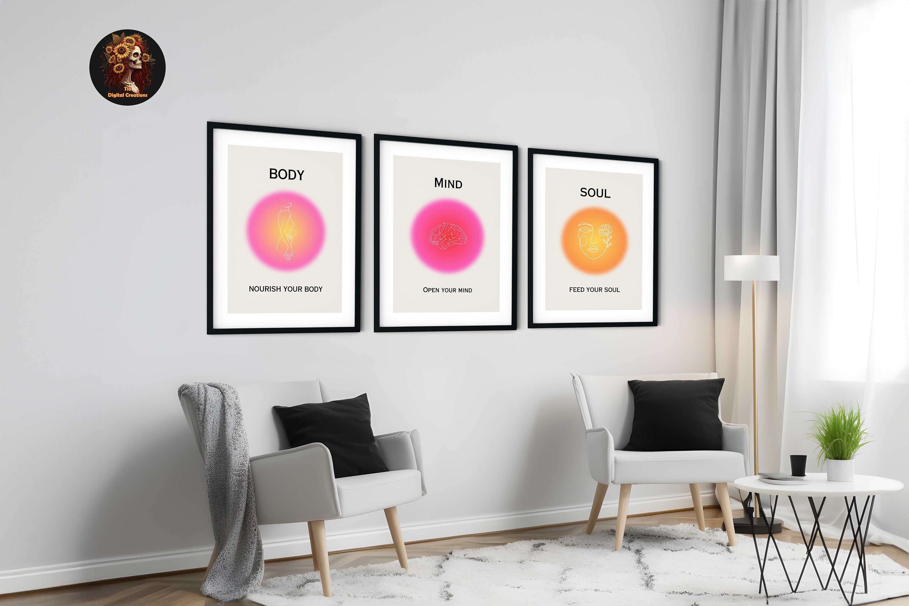 Geist Körper Seele Aura Poster 3-teilige Wandkunst, Aura Energie ...