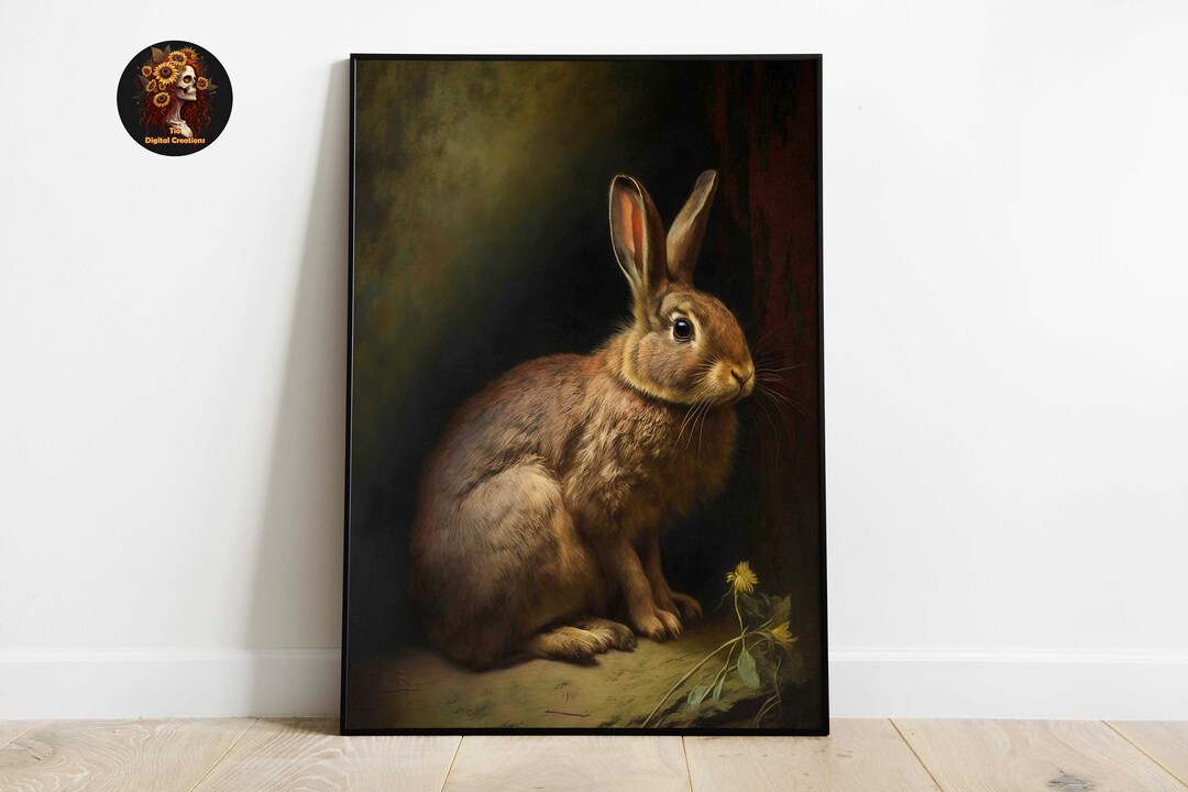 Moody Vintage Antique Rabbit Print, Digital Download, Easter Art ...