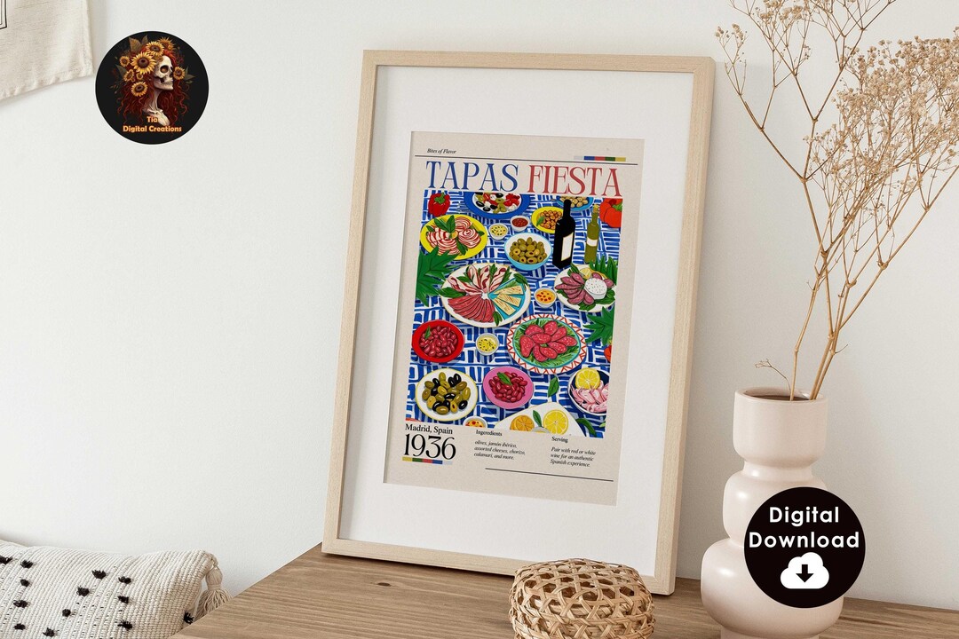 Spanish Tapas Wall Print, Tapas Food Wall Decor, Digital Download Print ...