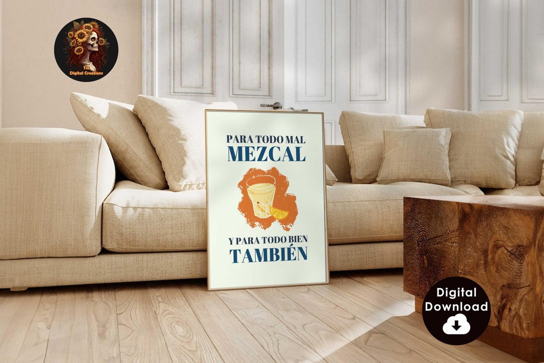 Mezcal Bar Cart Art Prints for Mexican Kitchen Wall & Dorm Decor ...