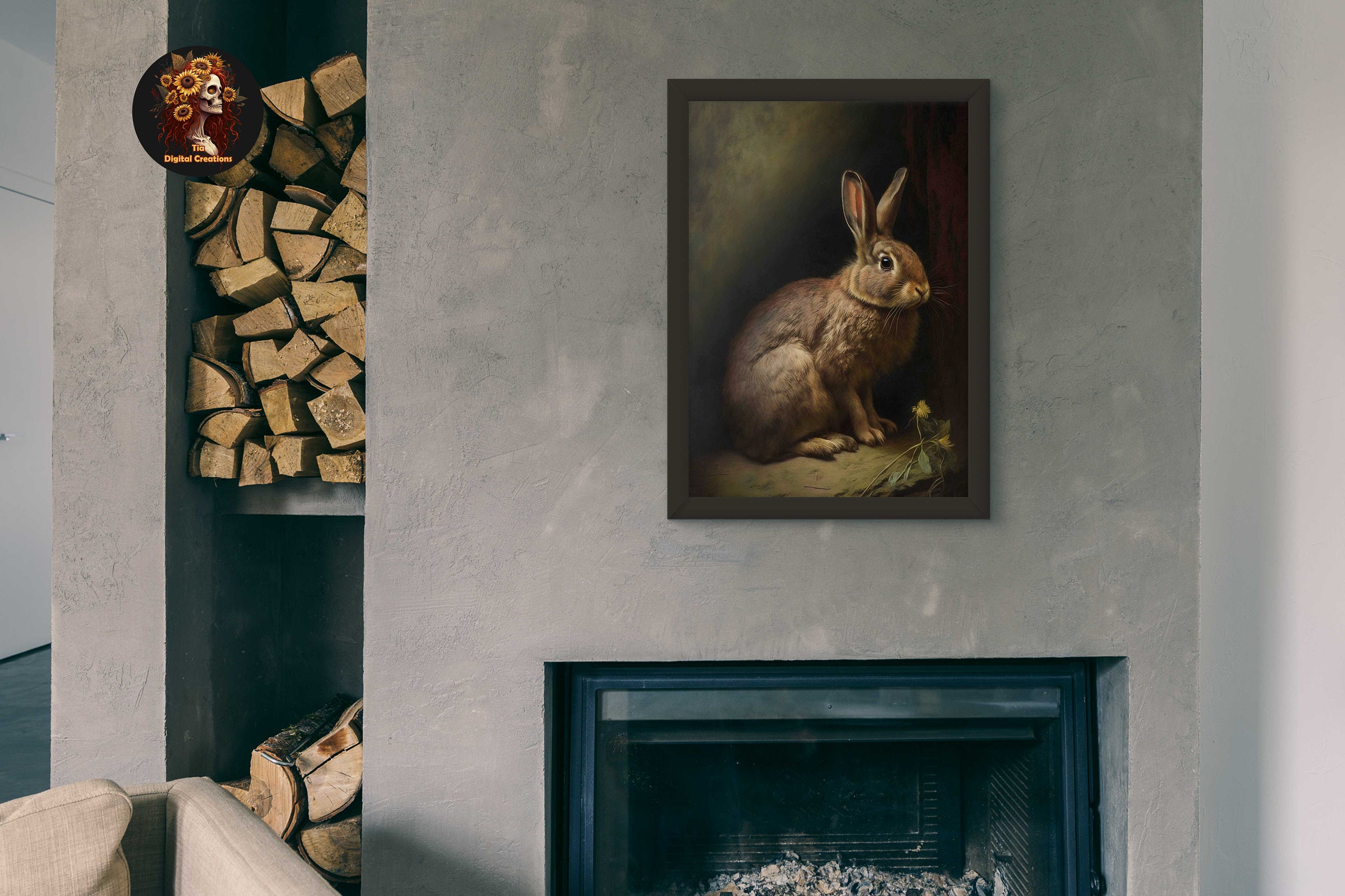 Moody Vintage Antique Rabbit Print, Digital Download, Easter Art ...