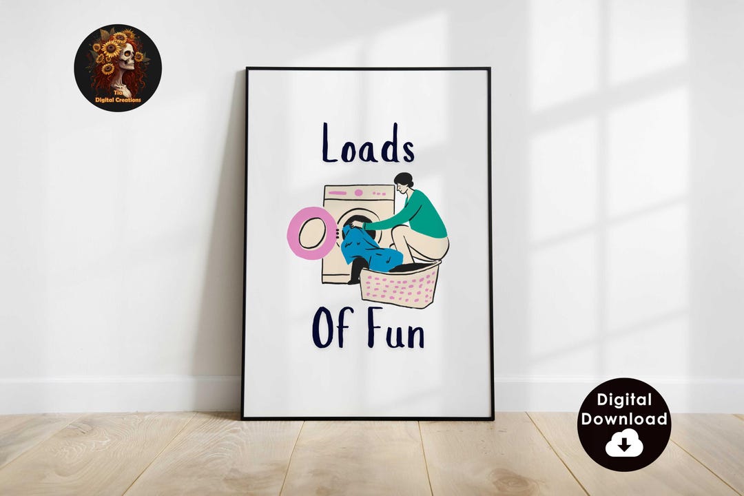 Loads of Fun Print Funny Laundry Sign Laundry Room Decor Laundromat ...