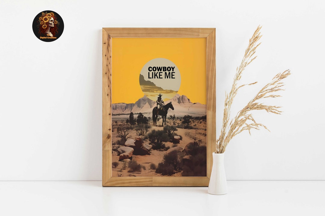 Cowboy Like Me Poster Retro Aesthetic | Girly Wall Art Preppy Dorm Room ...