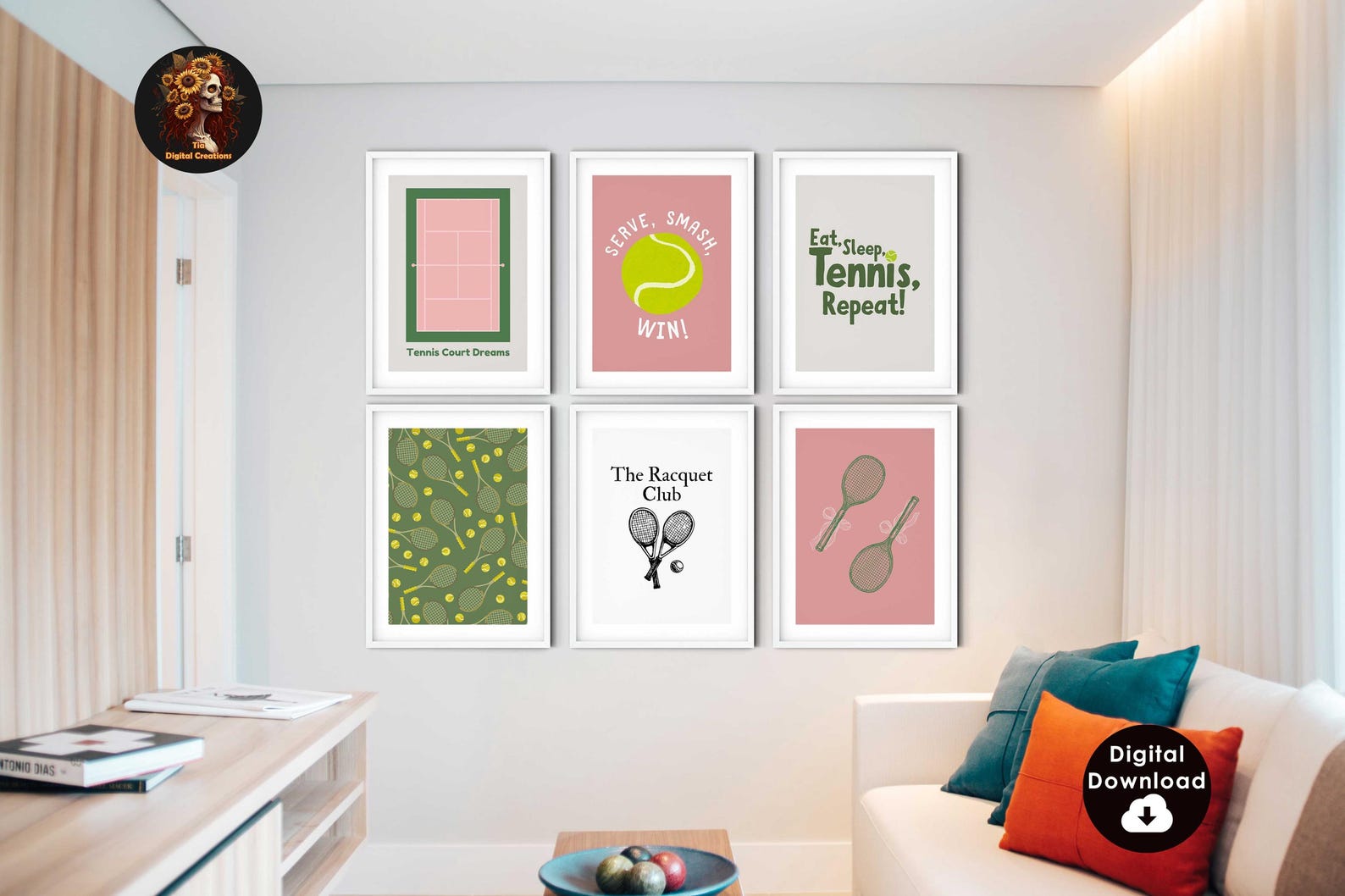 Trendy Tennis Prints Country Club Aesthetic Decor Tennis Racket Print ...