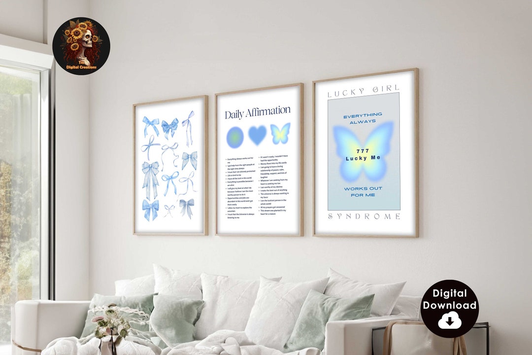 Preppy Aesthetic Room Decor 3 Piece Wall Art Bar Cart Prints, Funky ...