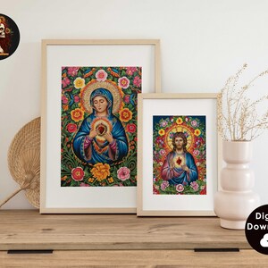 Sacred Heart of Jesus Immaculate Heart of Mary With Prayer Printable ...