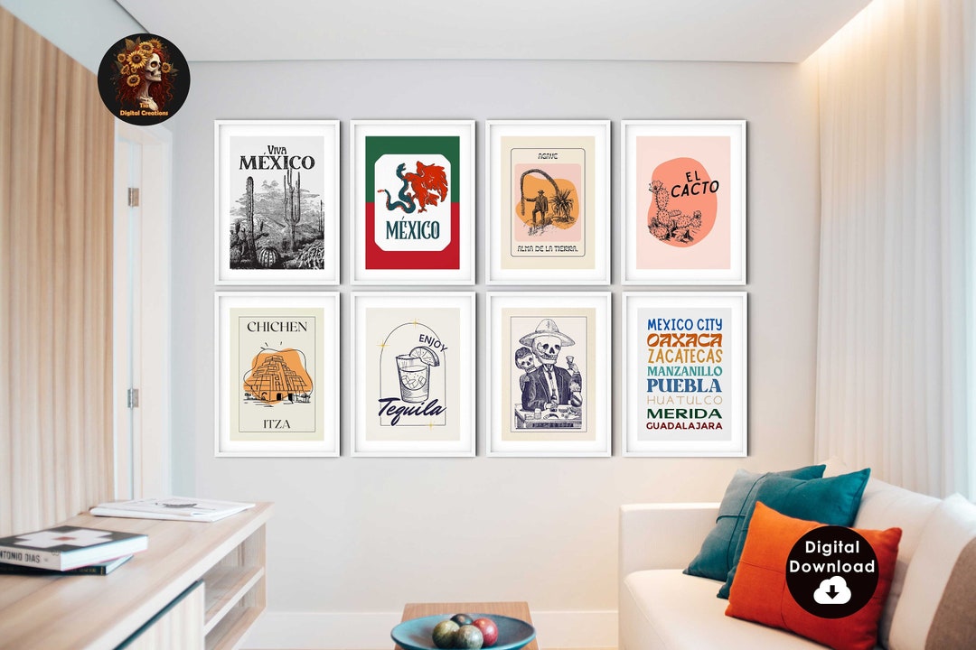 Vintage Mexican Prints Retro Mexico Wall Art Trendy Mexico Art Prints ...