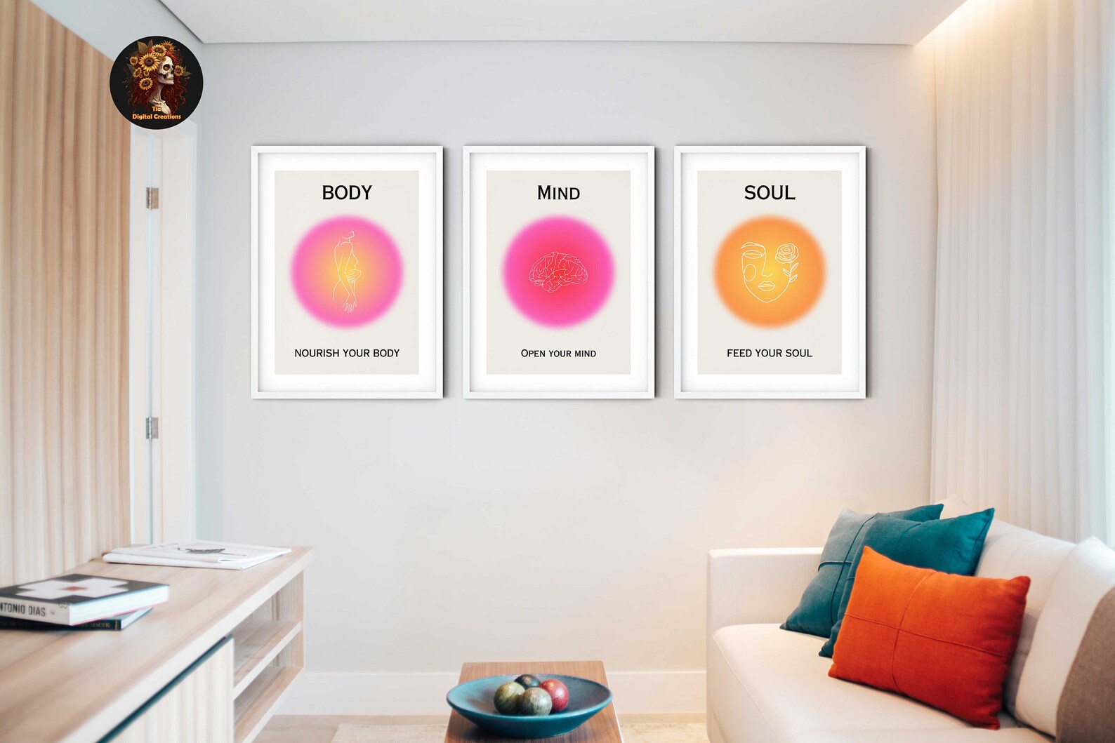 Mind Body Soul Aura Poster 3 Piece Wall Art, Aura Energy Spiritual ...