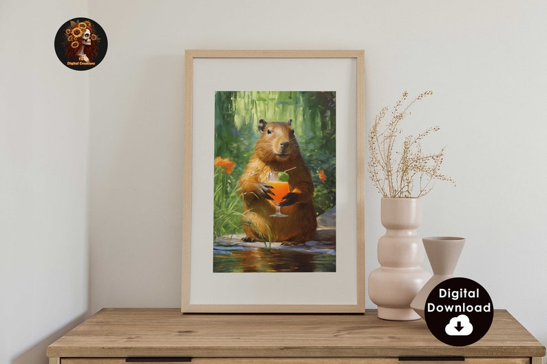 Capybara Funny Drink Art Cool Posters: Room Decor for Teens Dorm Room ...