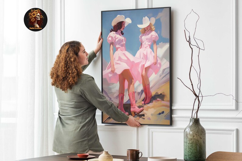 1950s Aesthetic Pink Cowgirl Boot Print Trendy Retro Poster - Etsy