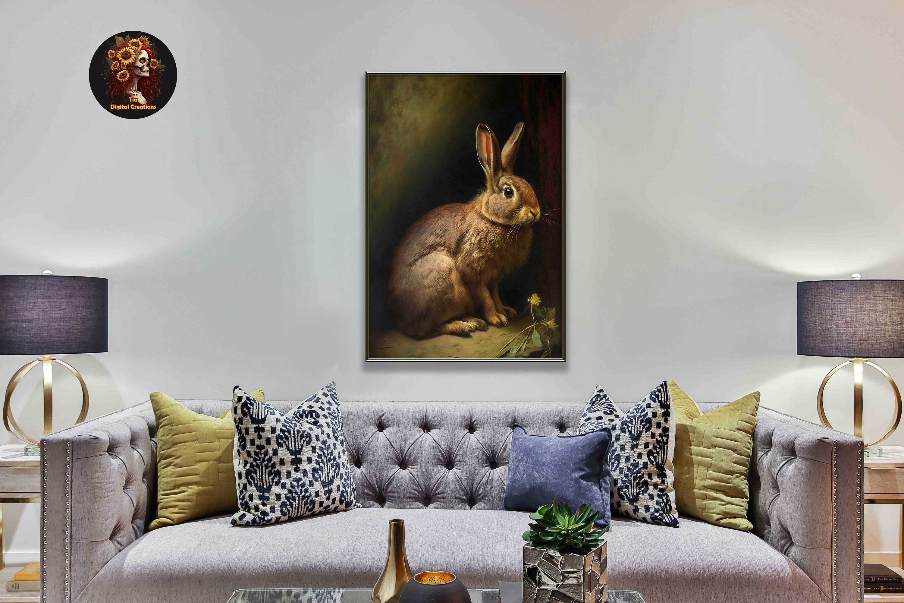 Moody Vintage Antique Rabbit Print, Digital Download, Easter Art ...