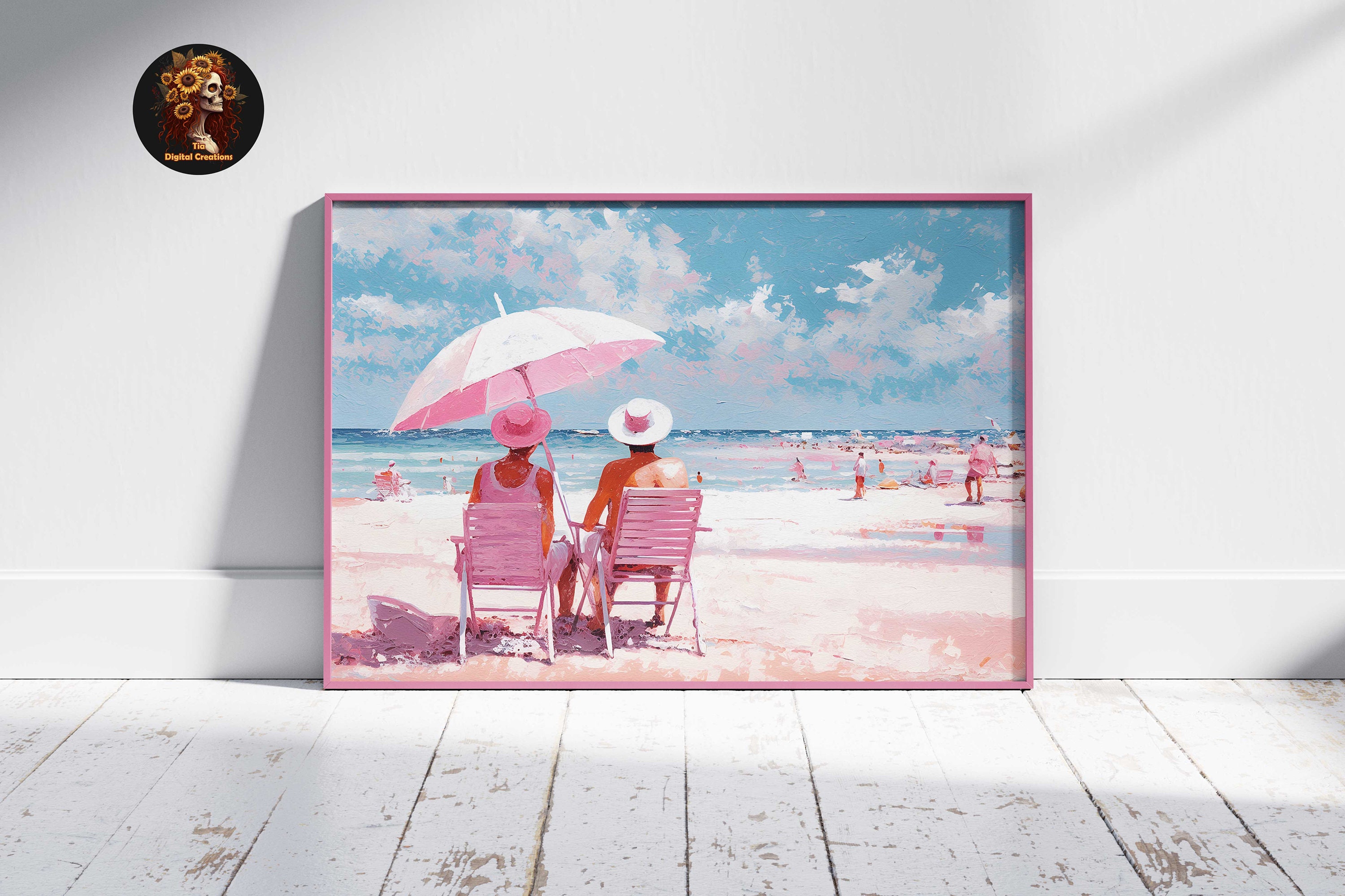 Vintage Pink Beach Print: Retro Coastal Art (digital Download) - Etsy
