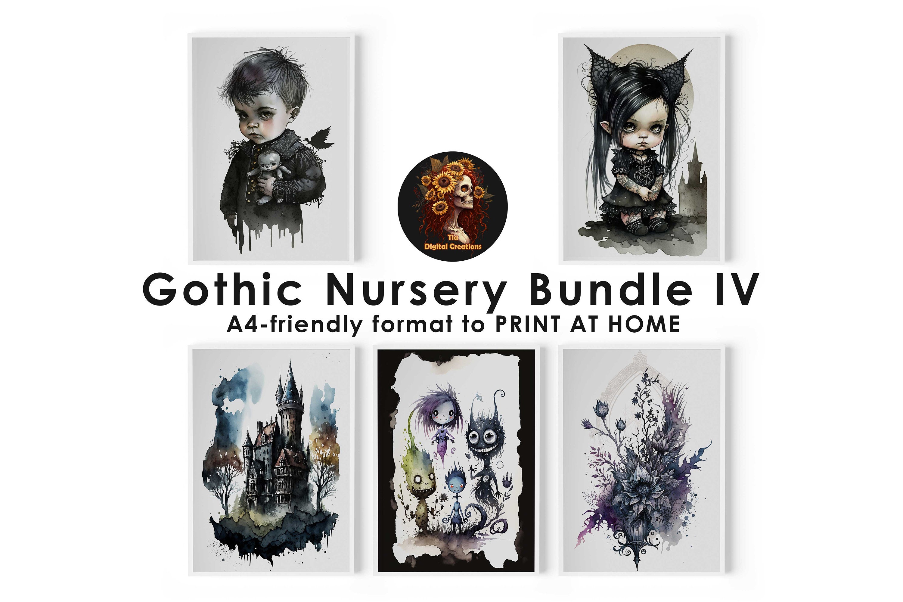 Gothic Nursery Decor Set of 5. Gothic Baby Digital Downloads Boy and ...