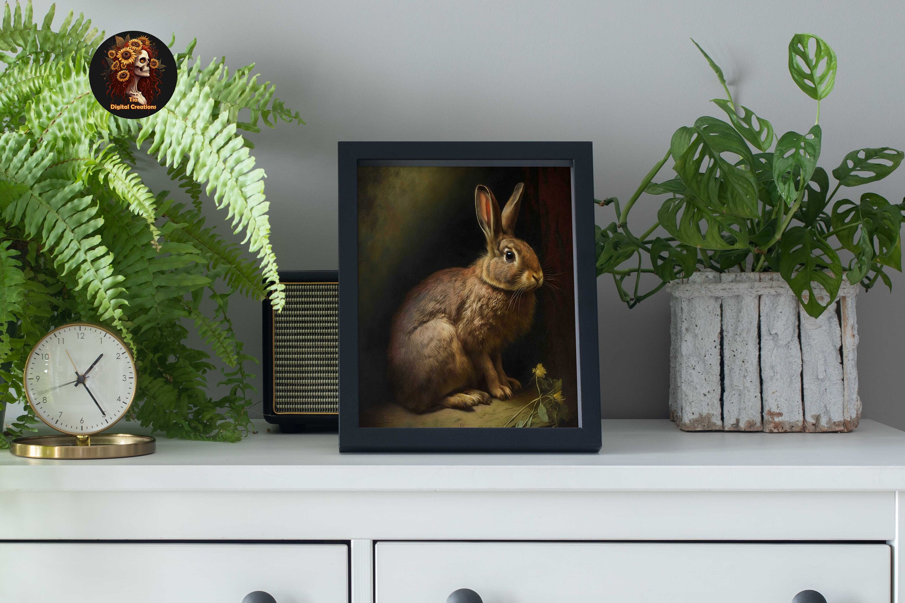 Moody Vintage Antique Rabbit Print, Digital Download, Easter Art ...