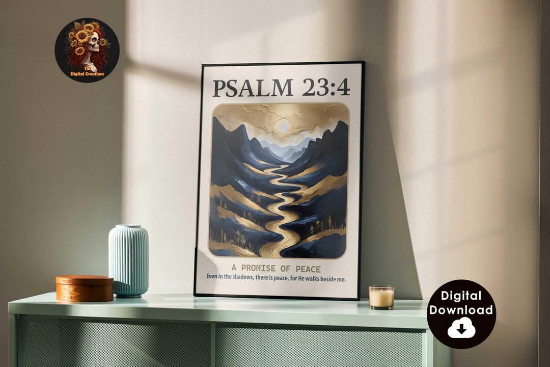 Psalm 23 Scripture Wall Art Bible Verse Poster for Christians Vintage ...