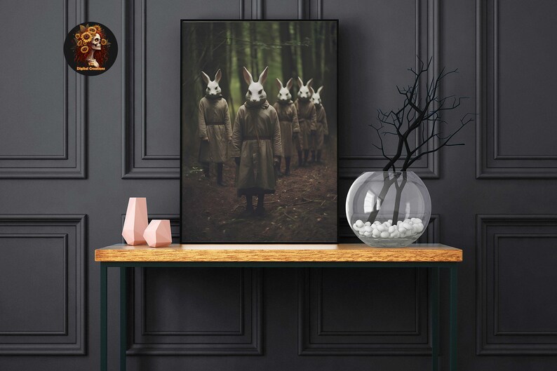 Vintage Rabbit Cult Art Print, Dark Academia Gothic Home Decor (digital ...