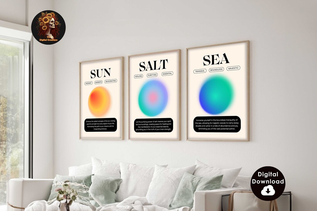 Coastal Wall Art Prints | Sun, Salt, Sea Aura Posters (digital Download ...