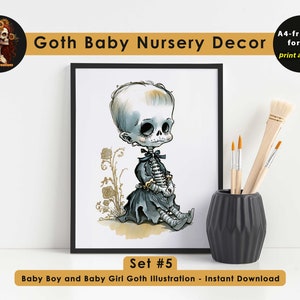 Gothic Nursery Decor. Baby Boy and Baby Girl Goth Illustration Digital ...
