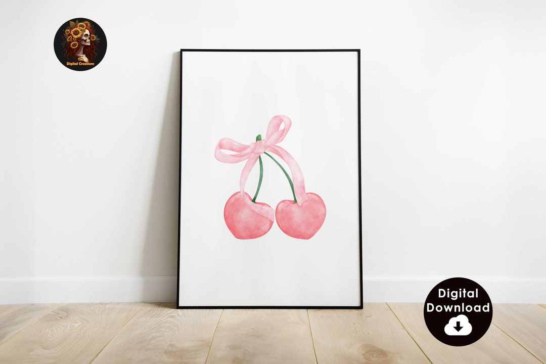 Coquette 18x24 Bow & Cherries Poster | Cute Girly, Preppy Dorm Decor ...