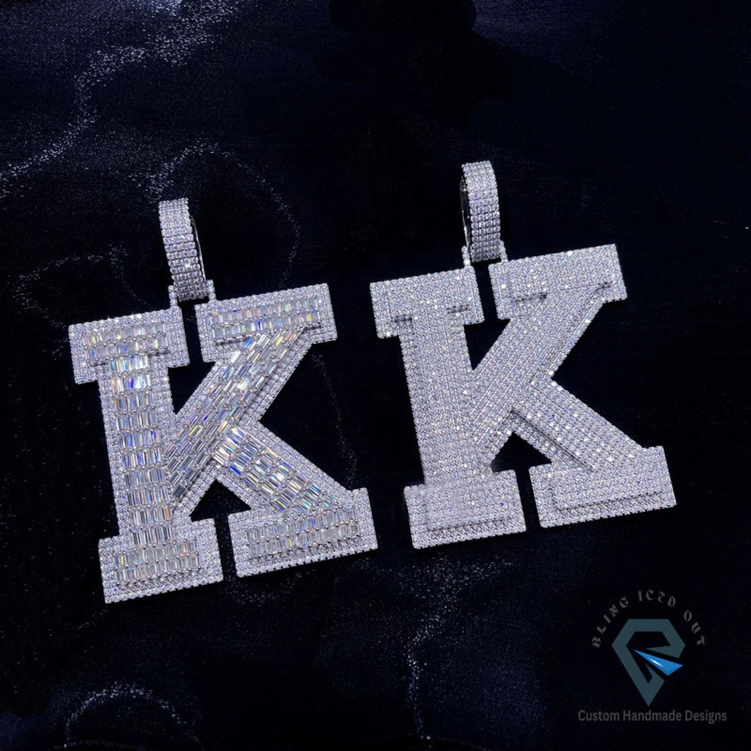 Iced Out 'K' Custom Initial Letter/number/logo Pendent, Colorless ...