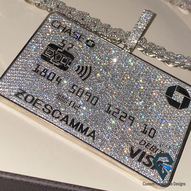 Fully Iced Out ATM Debit Card Pendant 14kt White Gold Plated ...