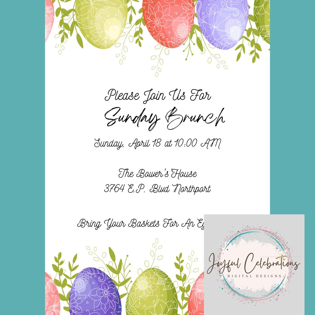 Editable Easter Brunch | Printable Invitation Template | Sunday School ...