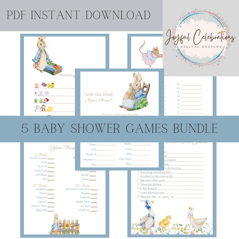 Peter Rabbit Shower Games - Etsy
