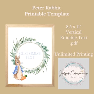 Peter Rabbit EDITABLE Printable Template | Customize Text | PDF | Baby ...