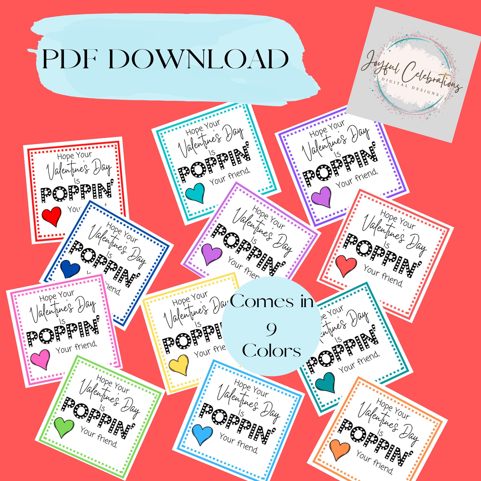 Hope Your Valentines Day is Poppin Digital PDF Printable Valentine Tags ...