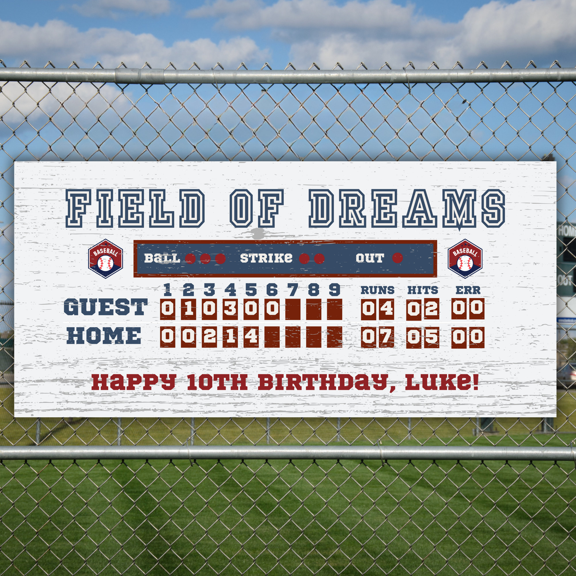 Editable Personalized Baseball Scoreboard Vinyl Banner Template | Party ...