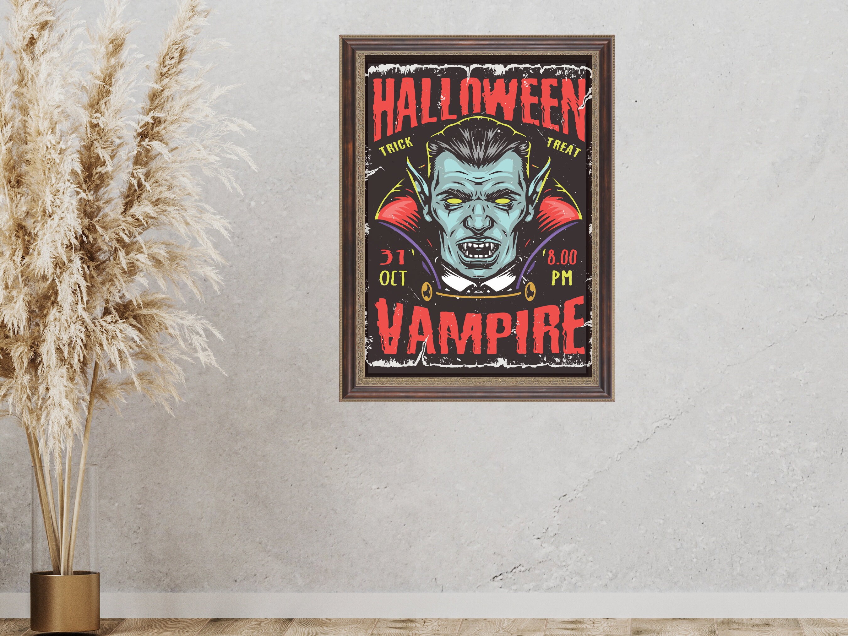 Printable Wall Art Halloween Poster Set, Set of 4 Posters, Retro ...