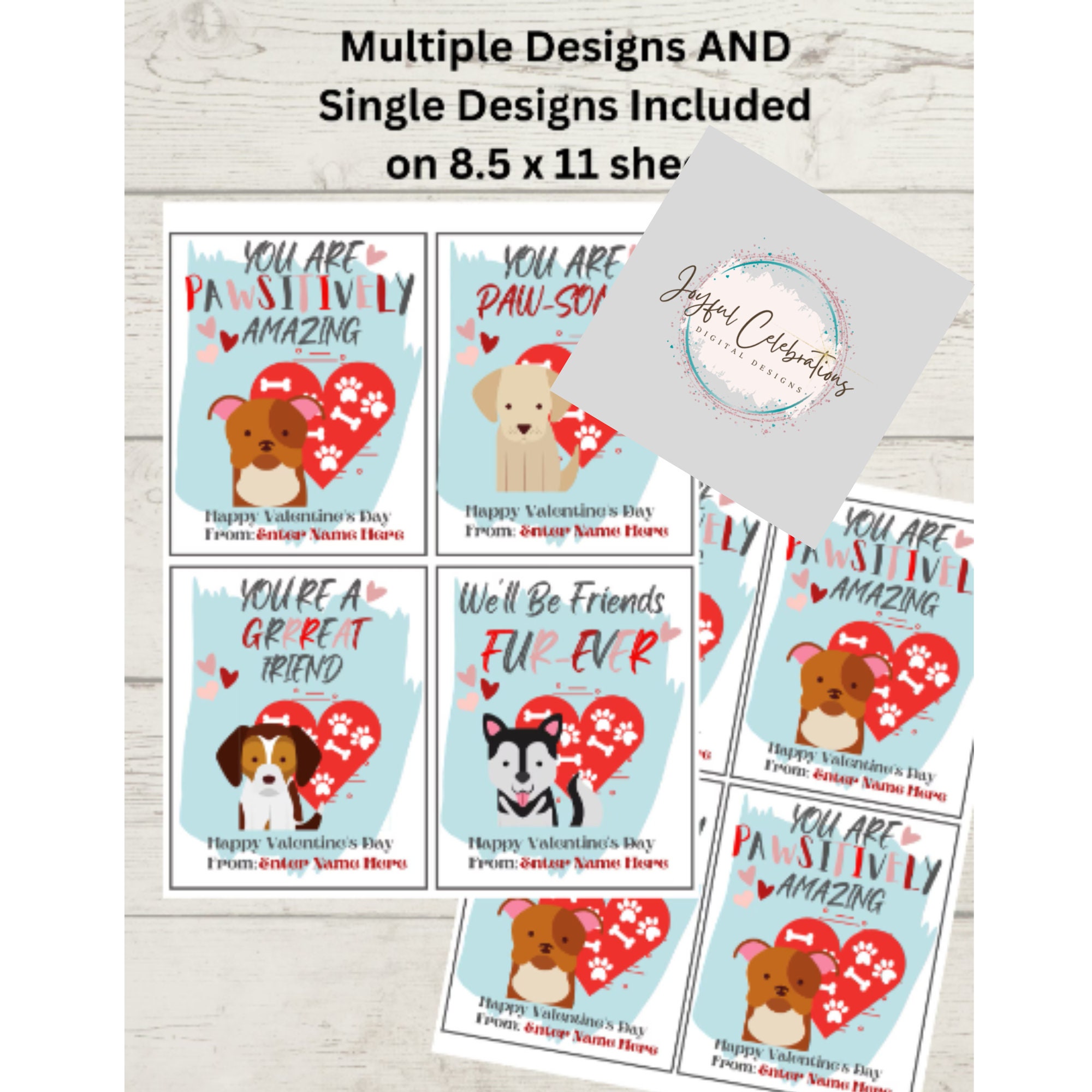 Instant Download Puppy Printable Valentine's Day Cards | Dog Valentine ...