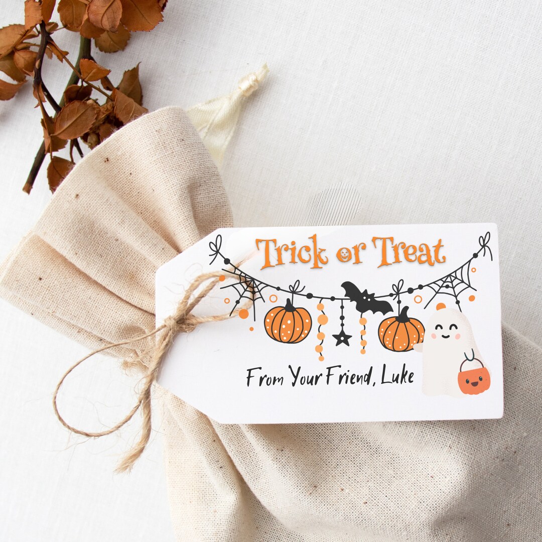 Printable Happy Halloween Gift Tag, Trick or Treat Gift Card, Halloween ...