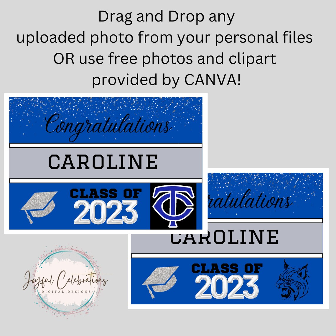 Editable Silver Graduation Senior Sign 2023 TEMPLATE | Graduate Yard ...