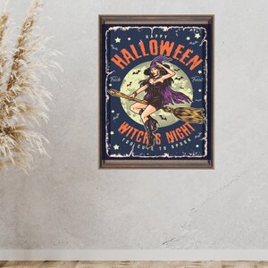 Printable Wall Art Halloween Poster Set, Set of 4 Posters, Retro ...