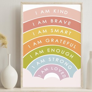 Affirmations for Kid, Printable Wall Art Poster Set, Boho Nursery Decor ...
